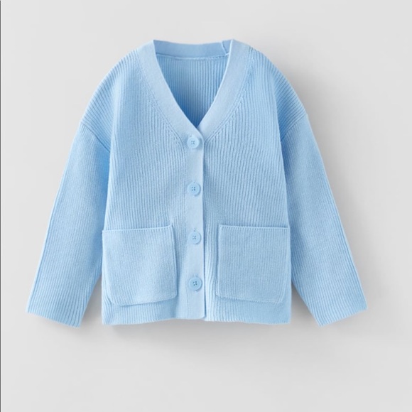 Zara | Shirts & Tops | Zara Nwt 34y V Neck Cotton Light Blue Cardigan 0 Cotton | Poshmark
